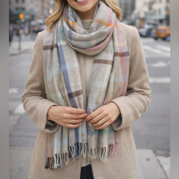 Coach | Accessories | Coach Cashmere Scarf Multicolor Tattersall Plaid ...